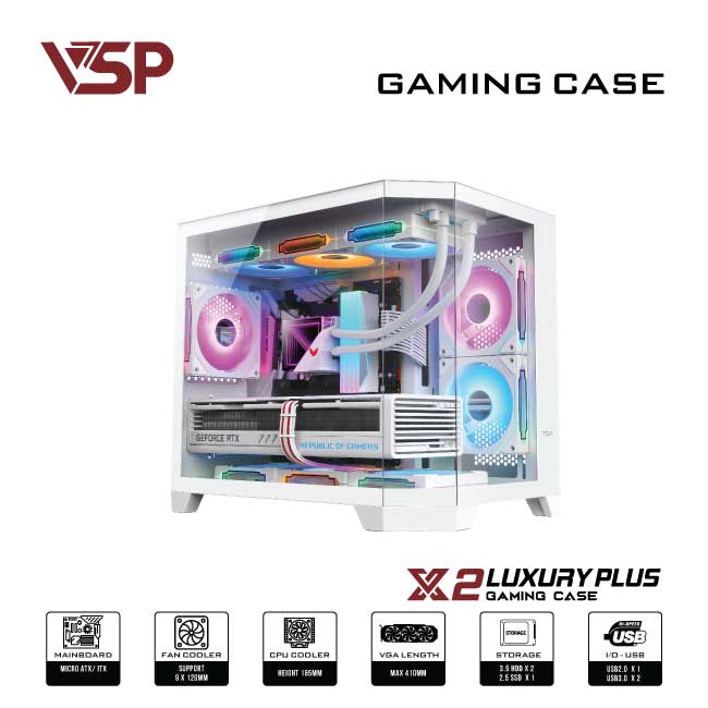 VỎ CASE MÁY TÍNH X2 LUXURY PLUS WHITE